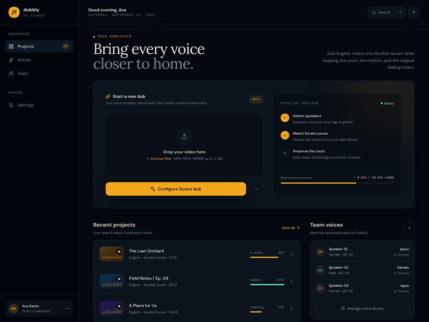 Dubbly AI Studio