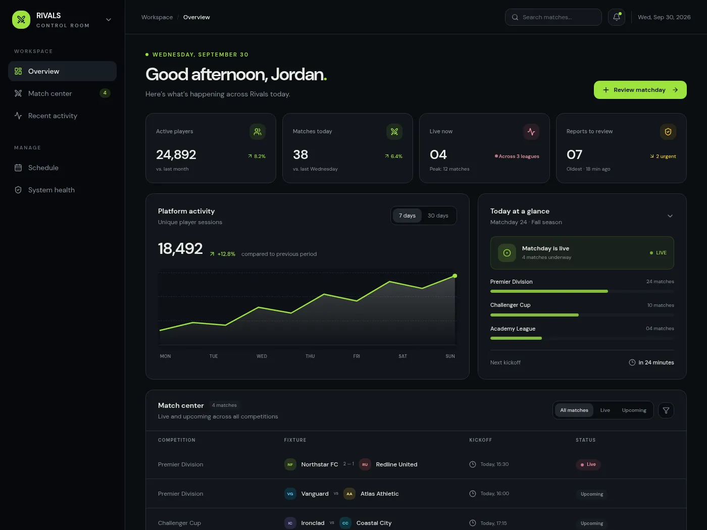 Rivals Admin Dashboard