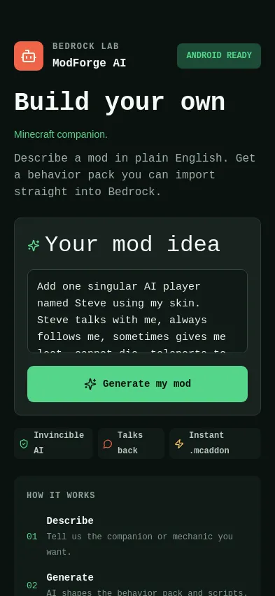 AI Minecraft Mod Generator
