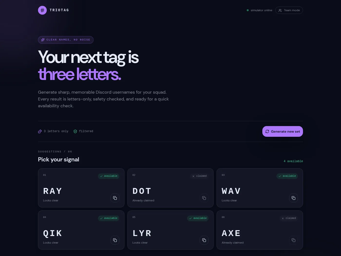 TrioTag Discord Generator
