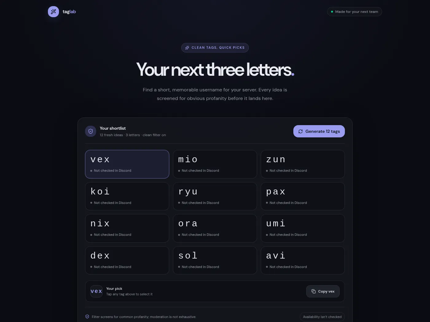 Discord Tag Generator