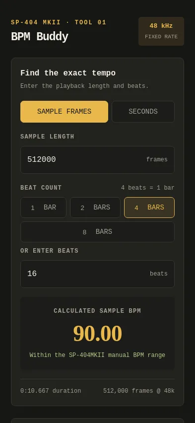 SP404 Mk2 BPM Buddy