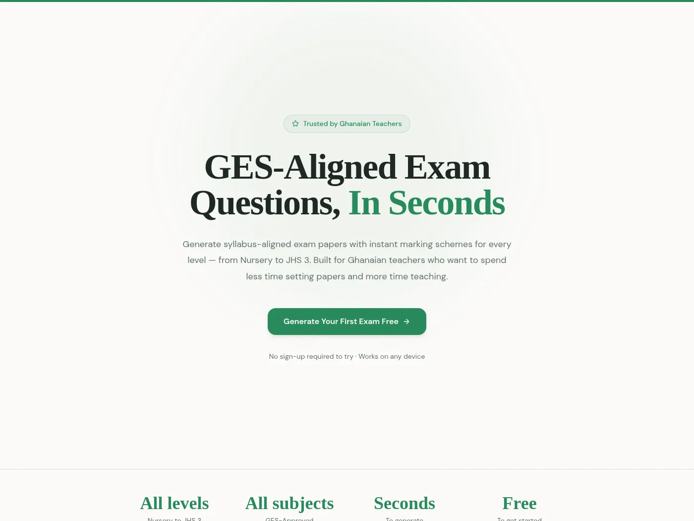Examina Landing Page