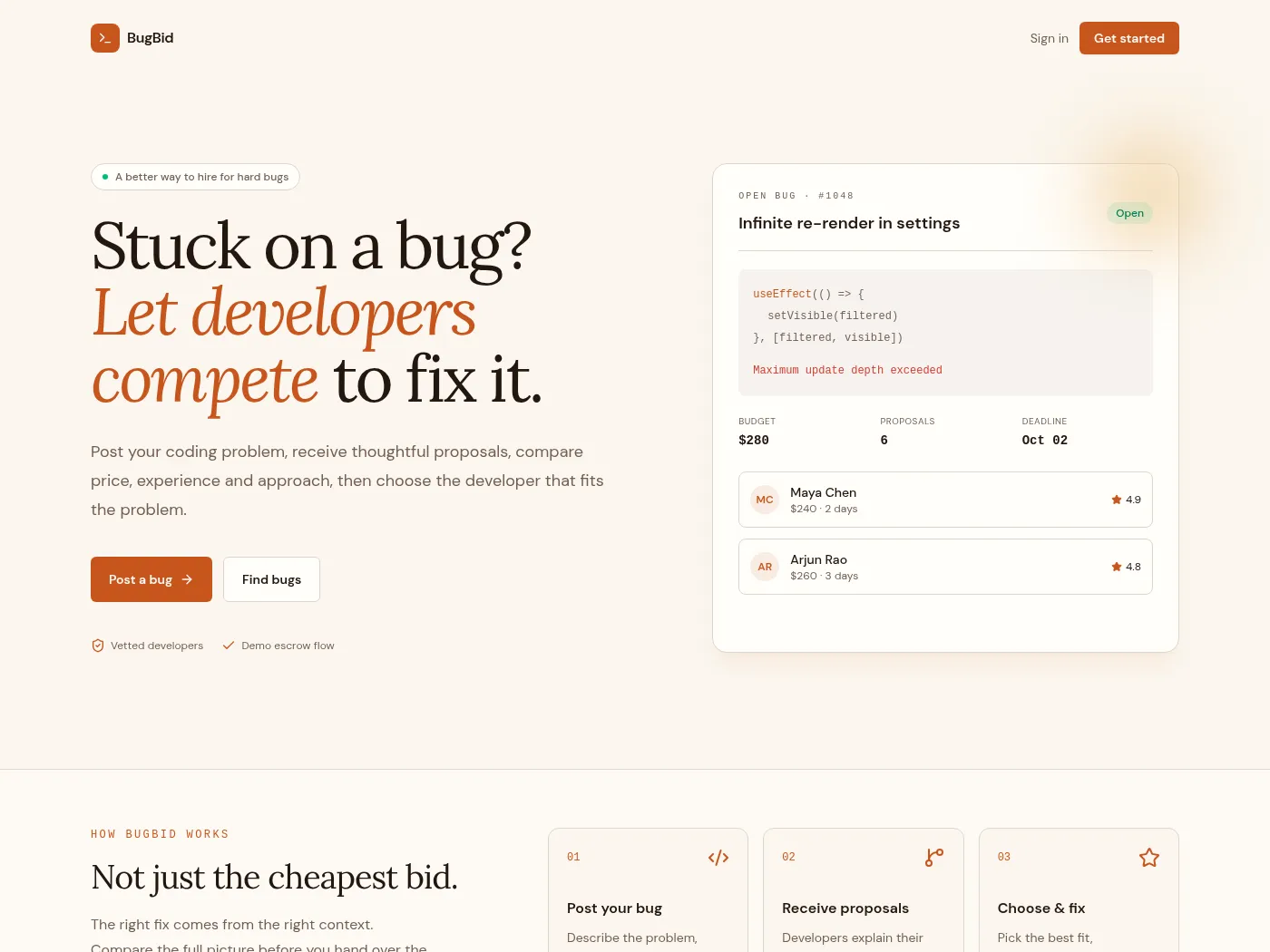 BugBid Marketplace