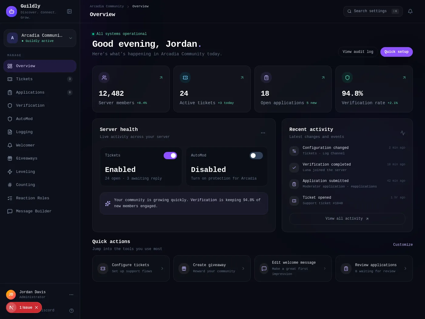 Guildly Dashboard