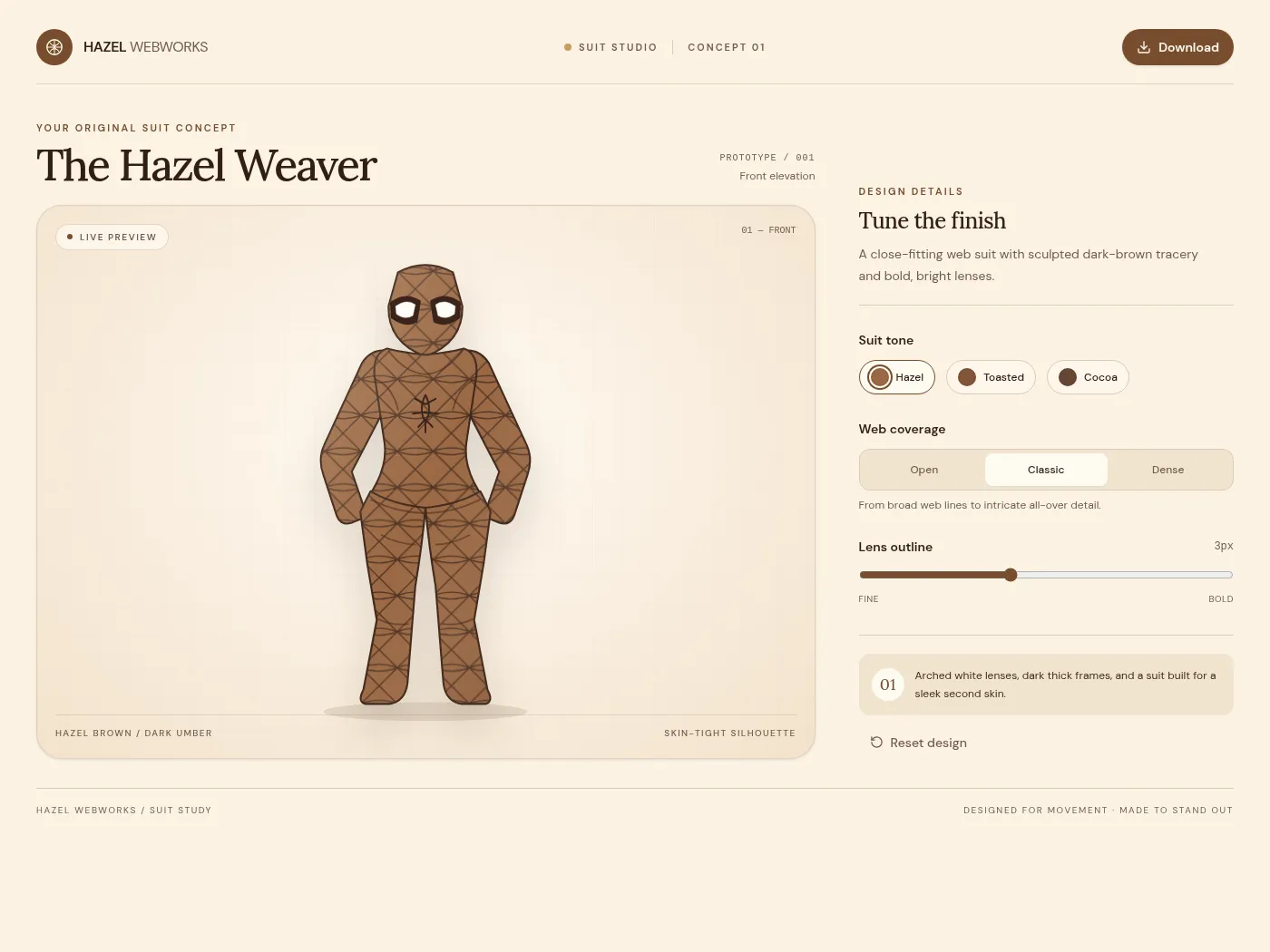 Hazel Spider Suit Designer