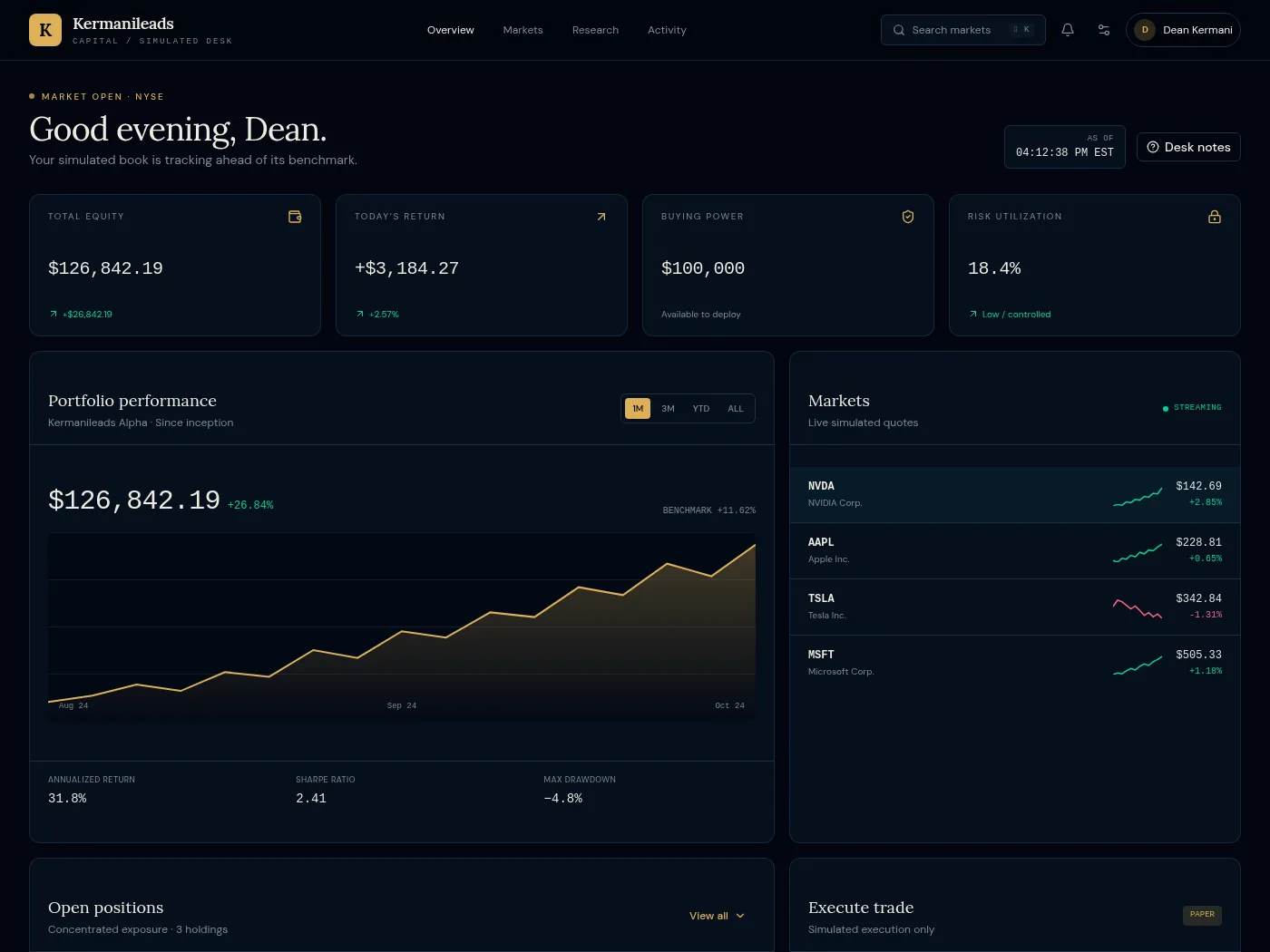 Kermanileads Trading Simulator