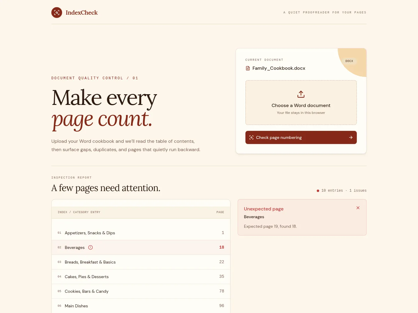 IndexPage Number Checker