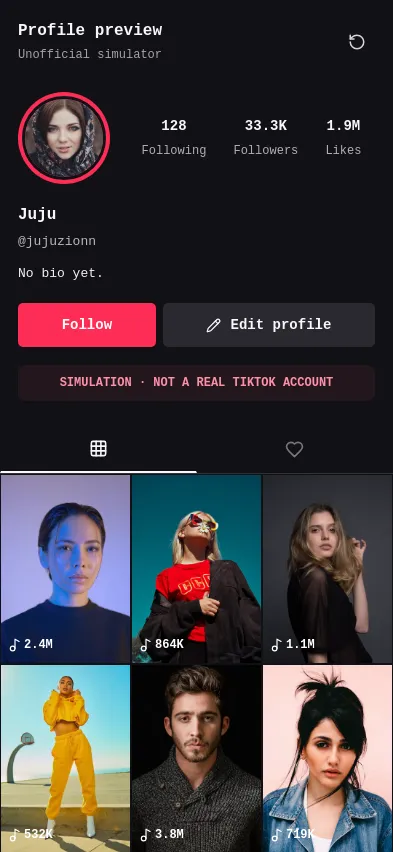 TikTok Profile Simulator