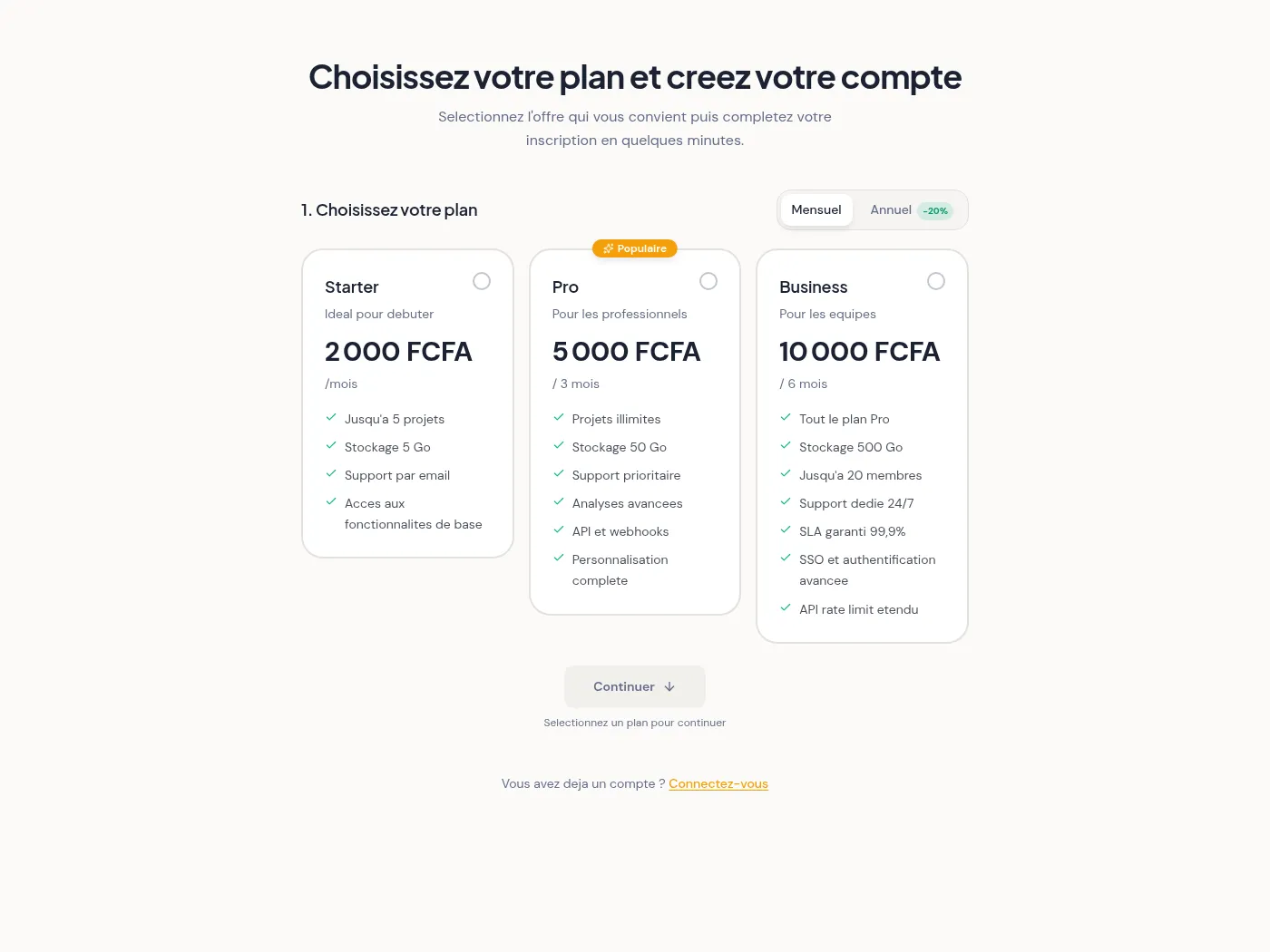 PlanSignup UX Flow