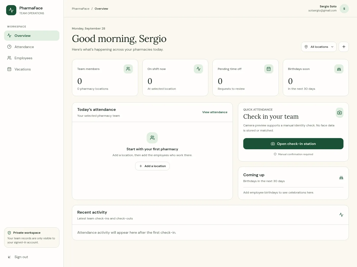 PharmaFace Attendance Manager