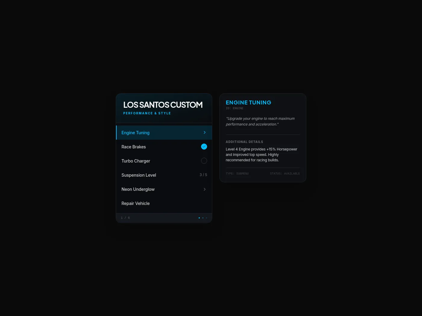 Fivem Stylish Menu UI