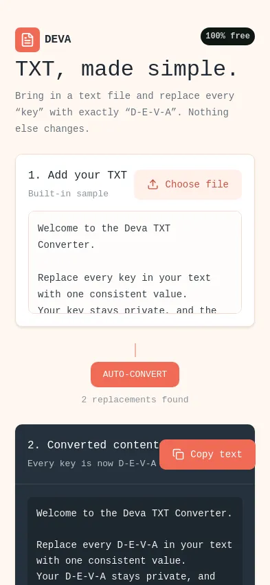 Deva TXT Converter