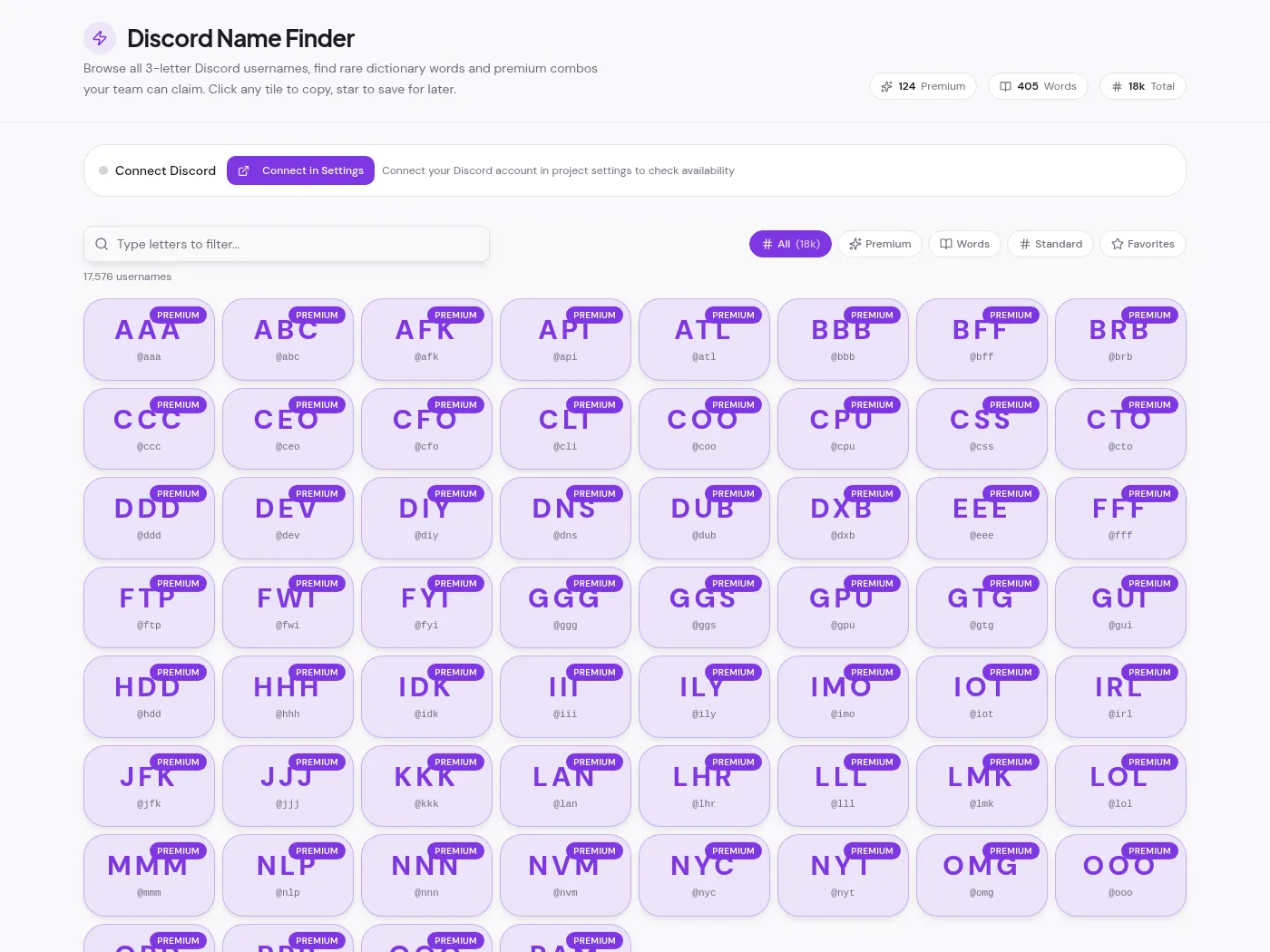 Discord Name Finder