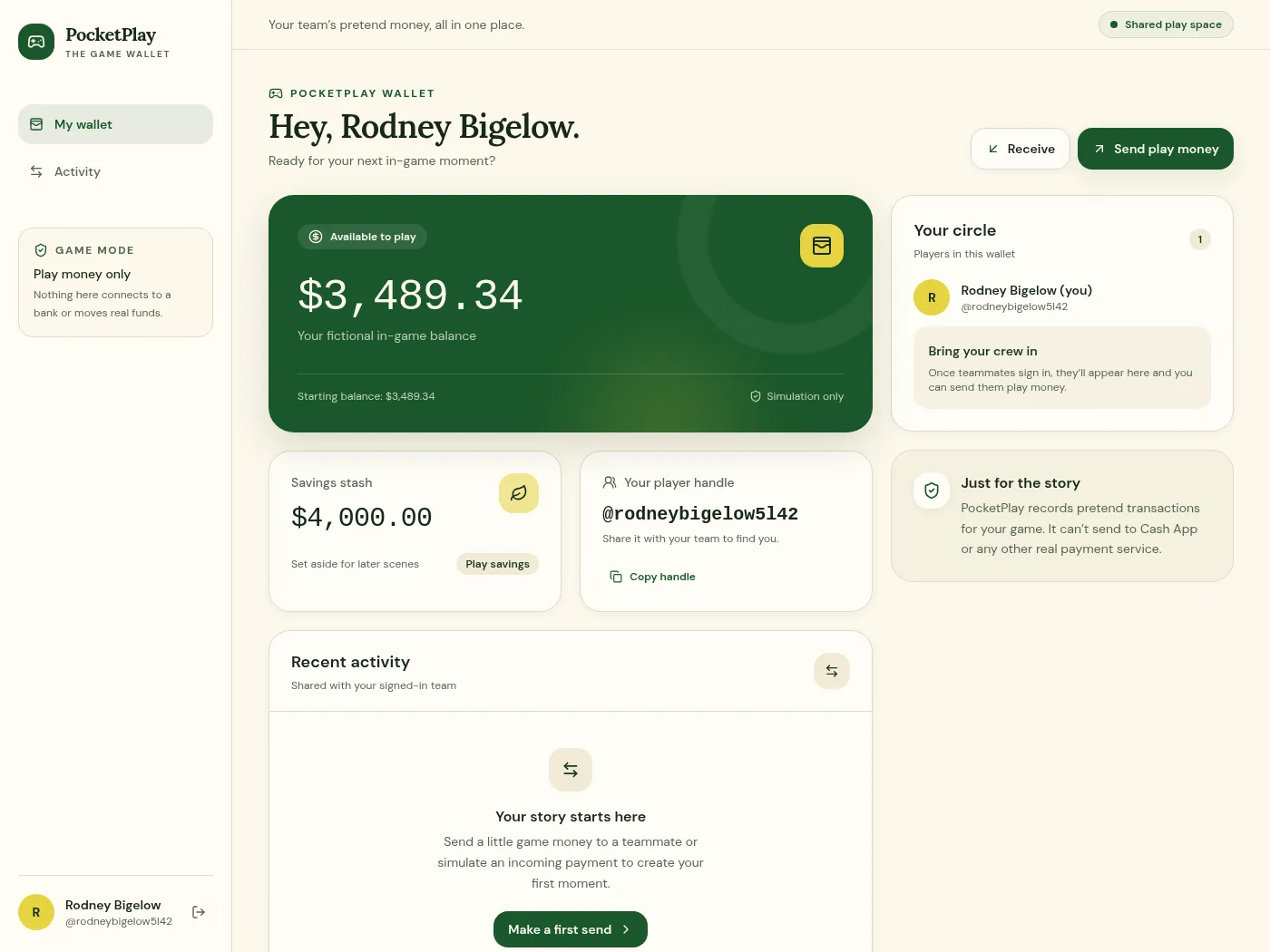 LARP Cash App Simulator