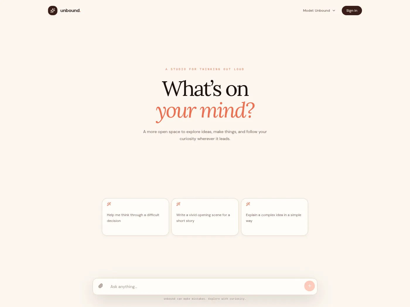 Unbound AI Studio