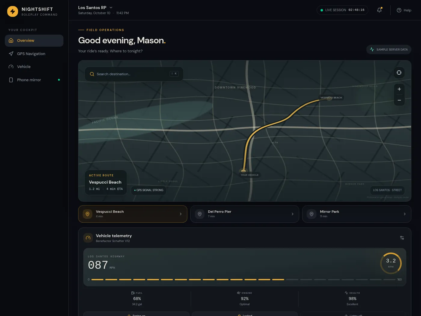 GTA Roleplay Dashboard