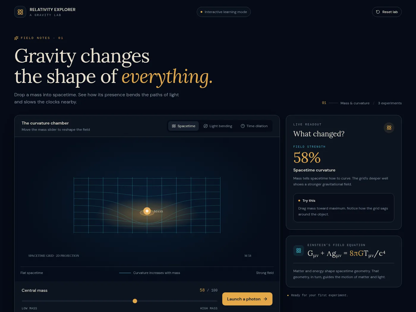 Relativity Explorer Game