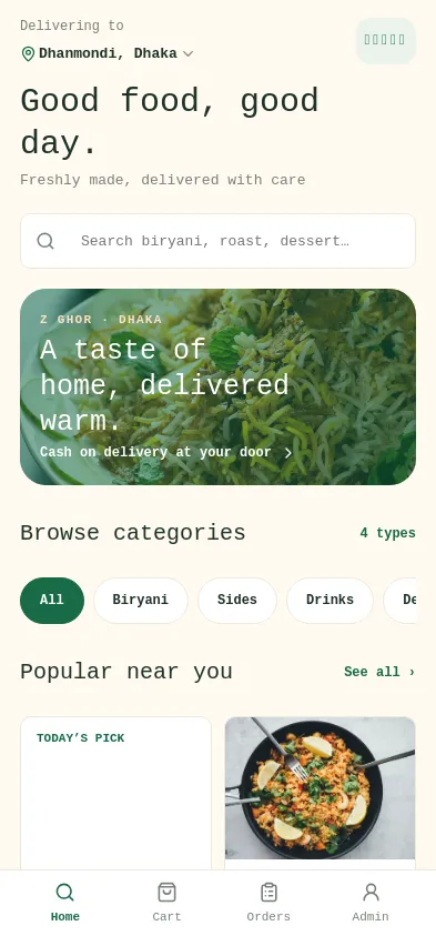 Z Ghor Food Shop App