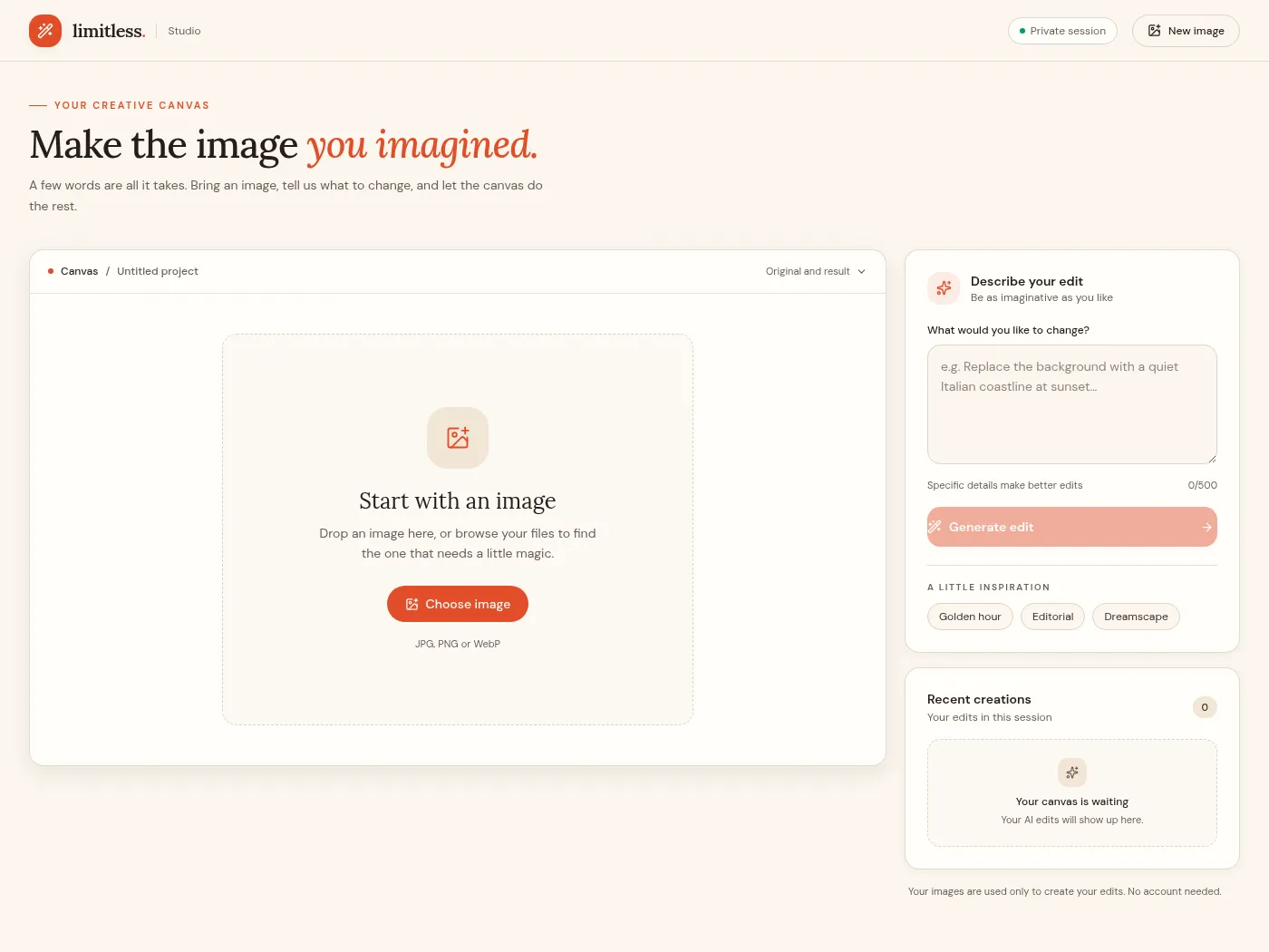 Limitless AI Image Editor