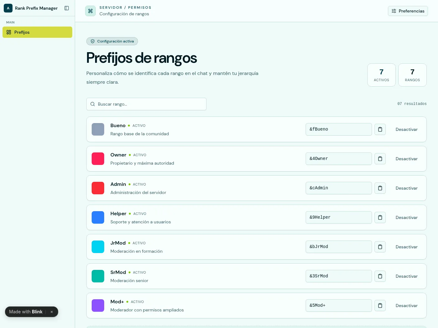 Rank Prefix Manager