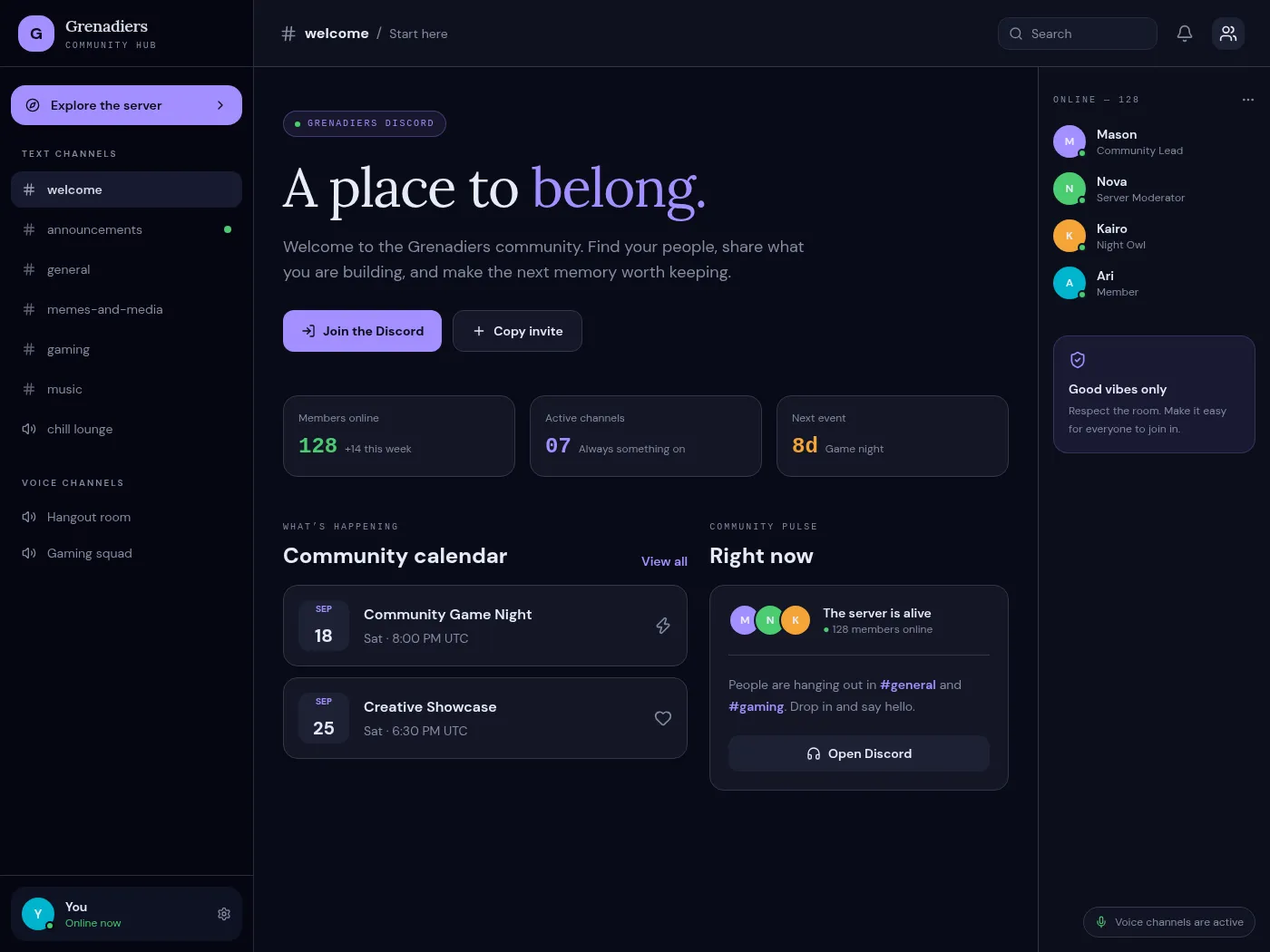 Grenadiers Discord Hub