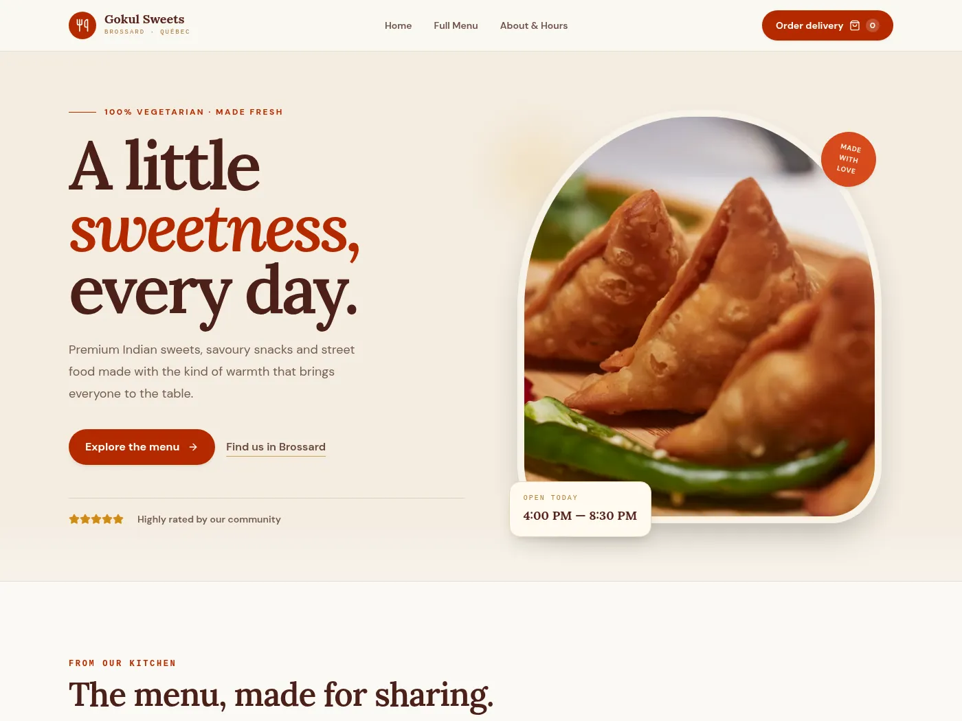 Gokul Sweets Web Experience