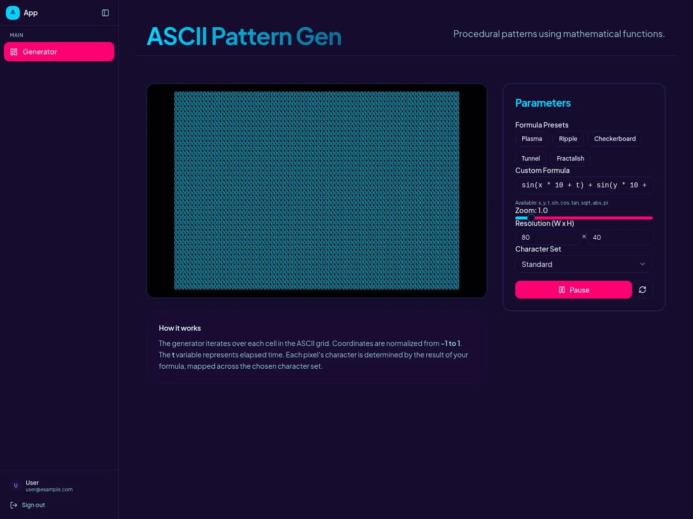 ASCII Pattern Generator