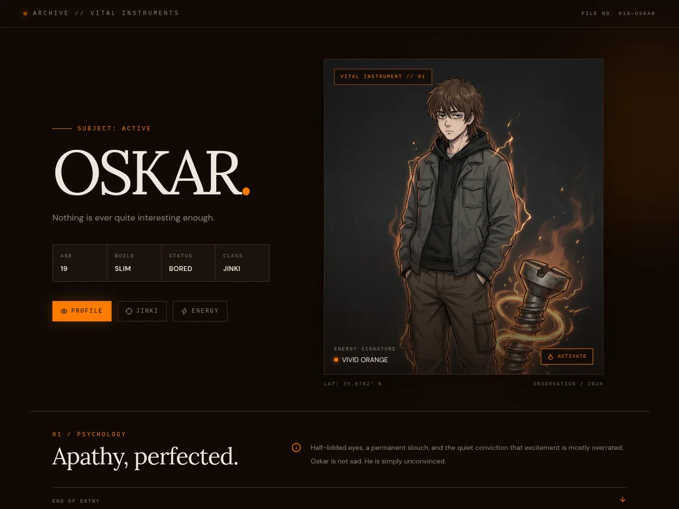 Oskar Character Profile