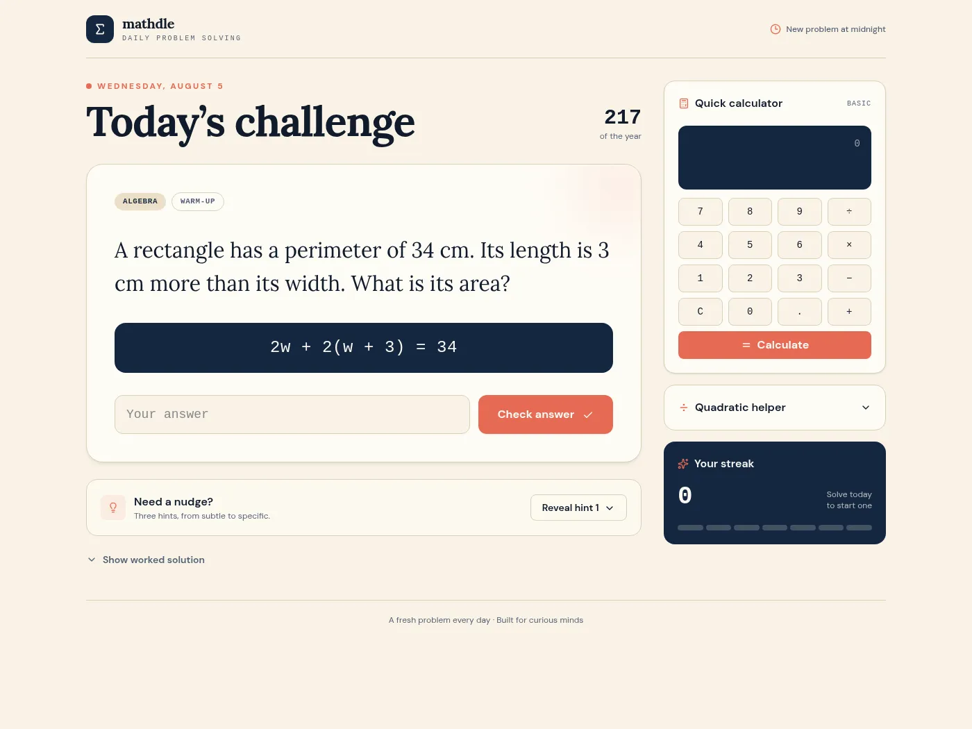 Mathdle Daily Challenge
