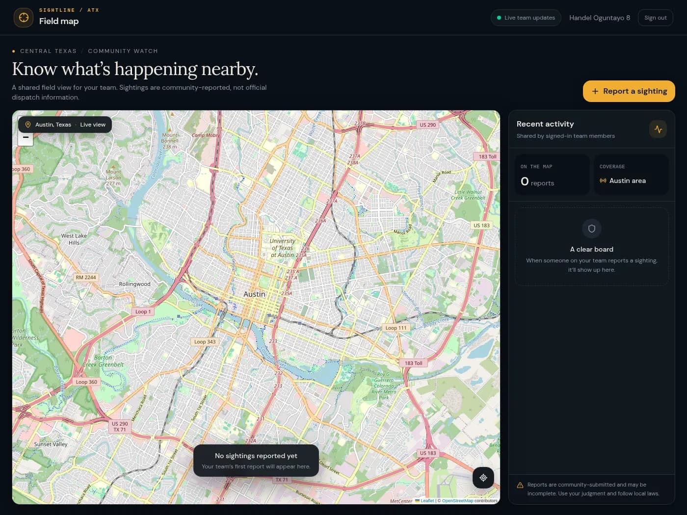 Police Sightings Map