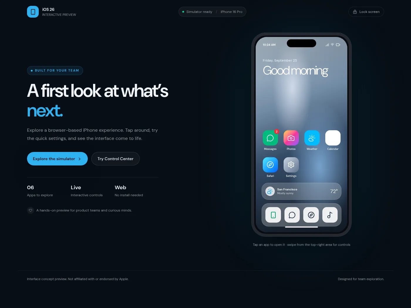 iOS 26 Web Simulator
