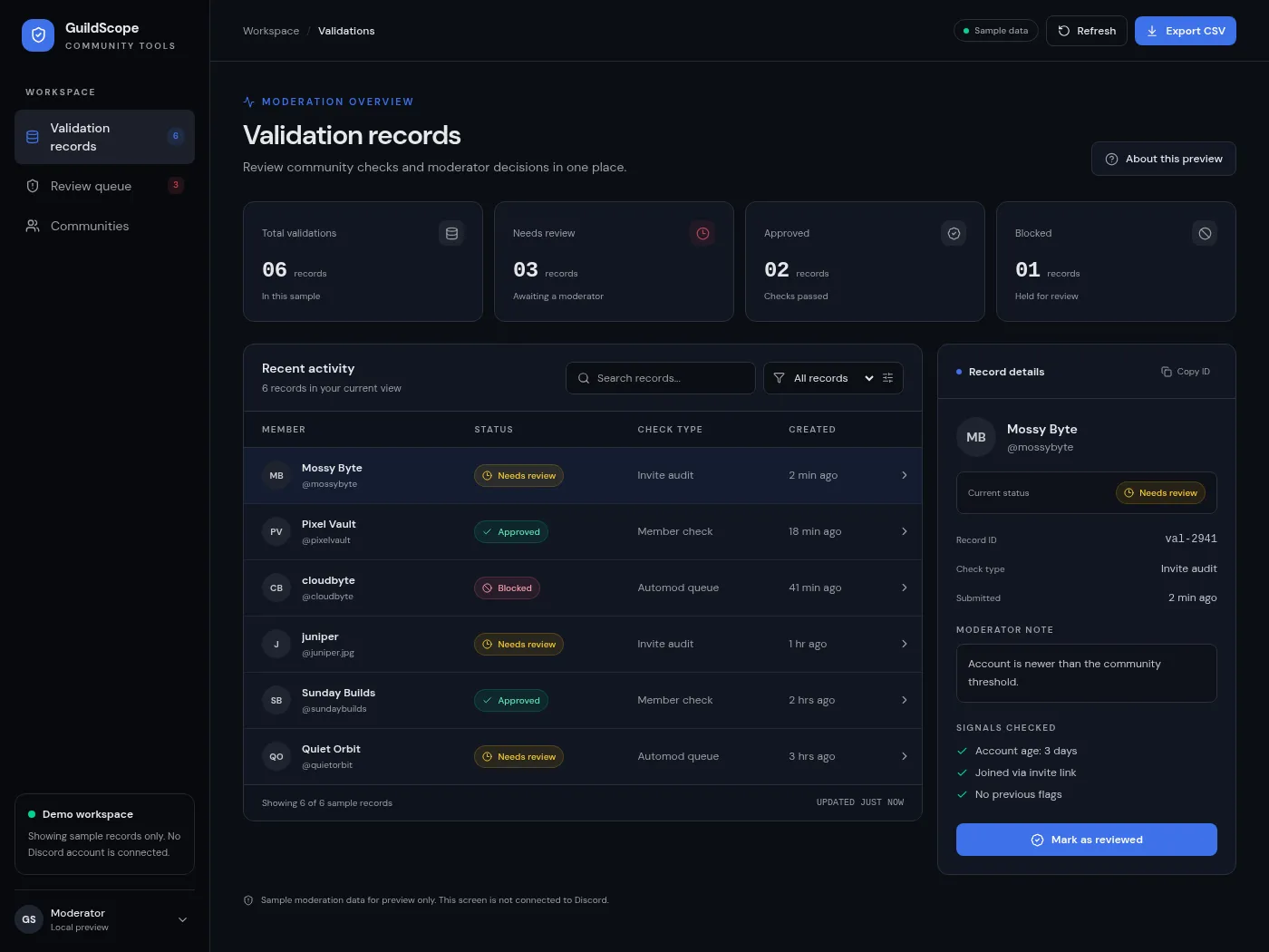 Discord Validation Preview