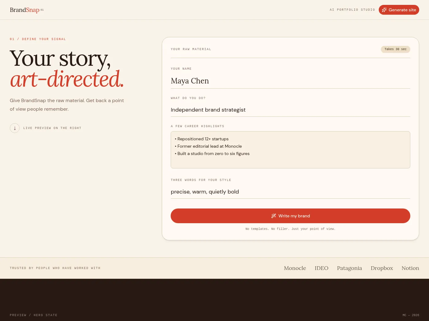 BrandSnap Generator