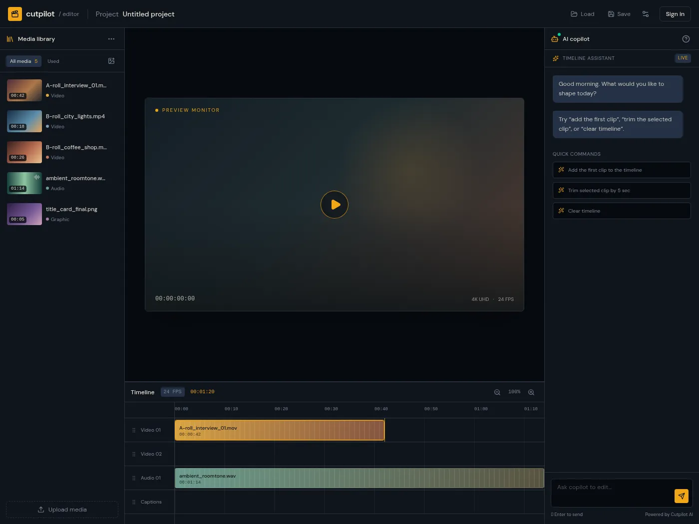 Cutpilot Video Editor UI