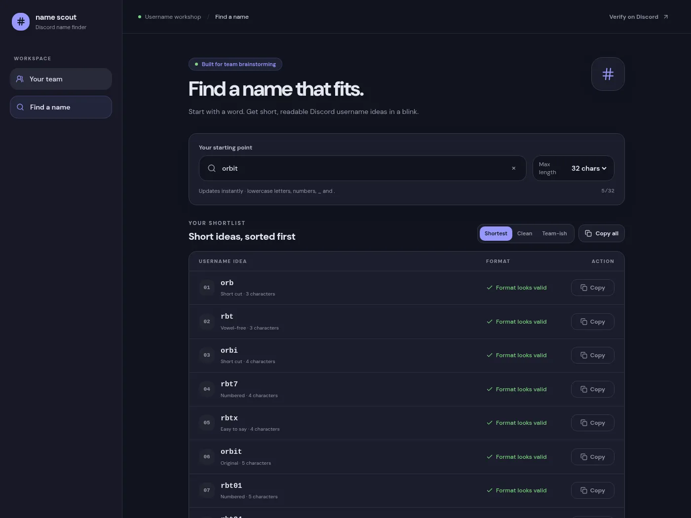 Discord Name Finder