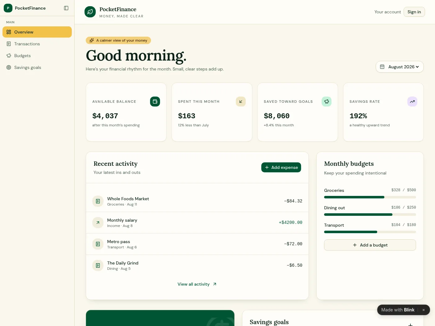 PocketFinance Tracker