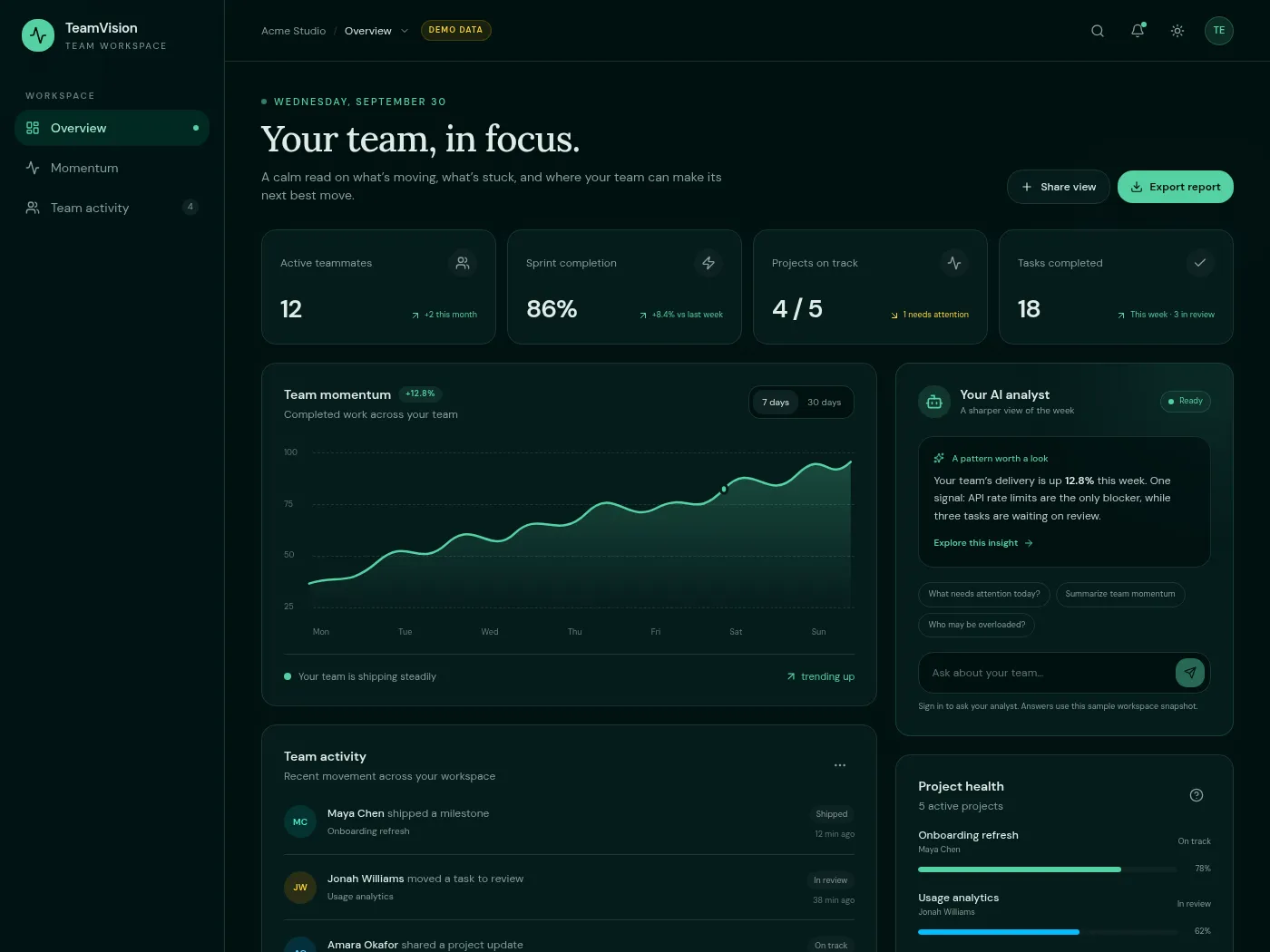 TeamVision Dashboard
