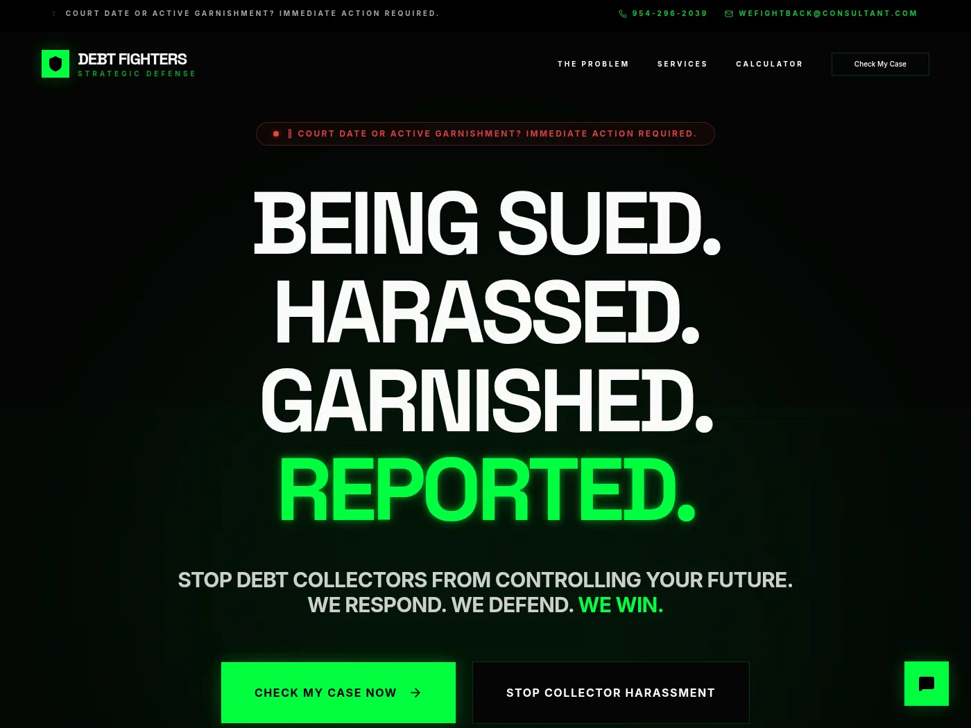 Debt Fighters Landing Page