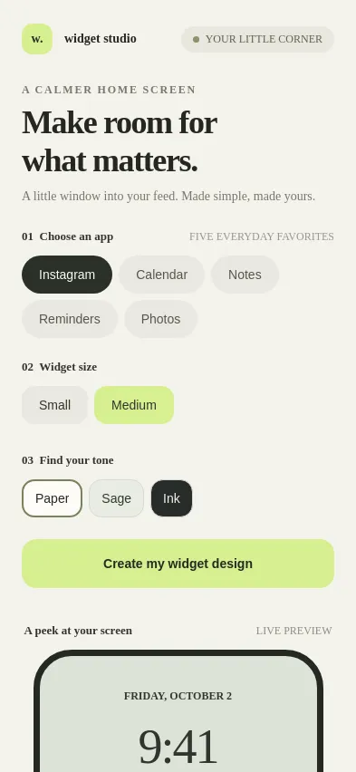 Minimalist Widget Studio