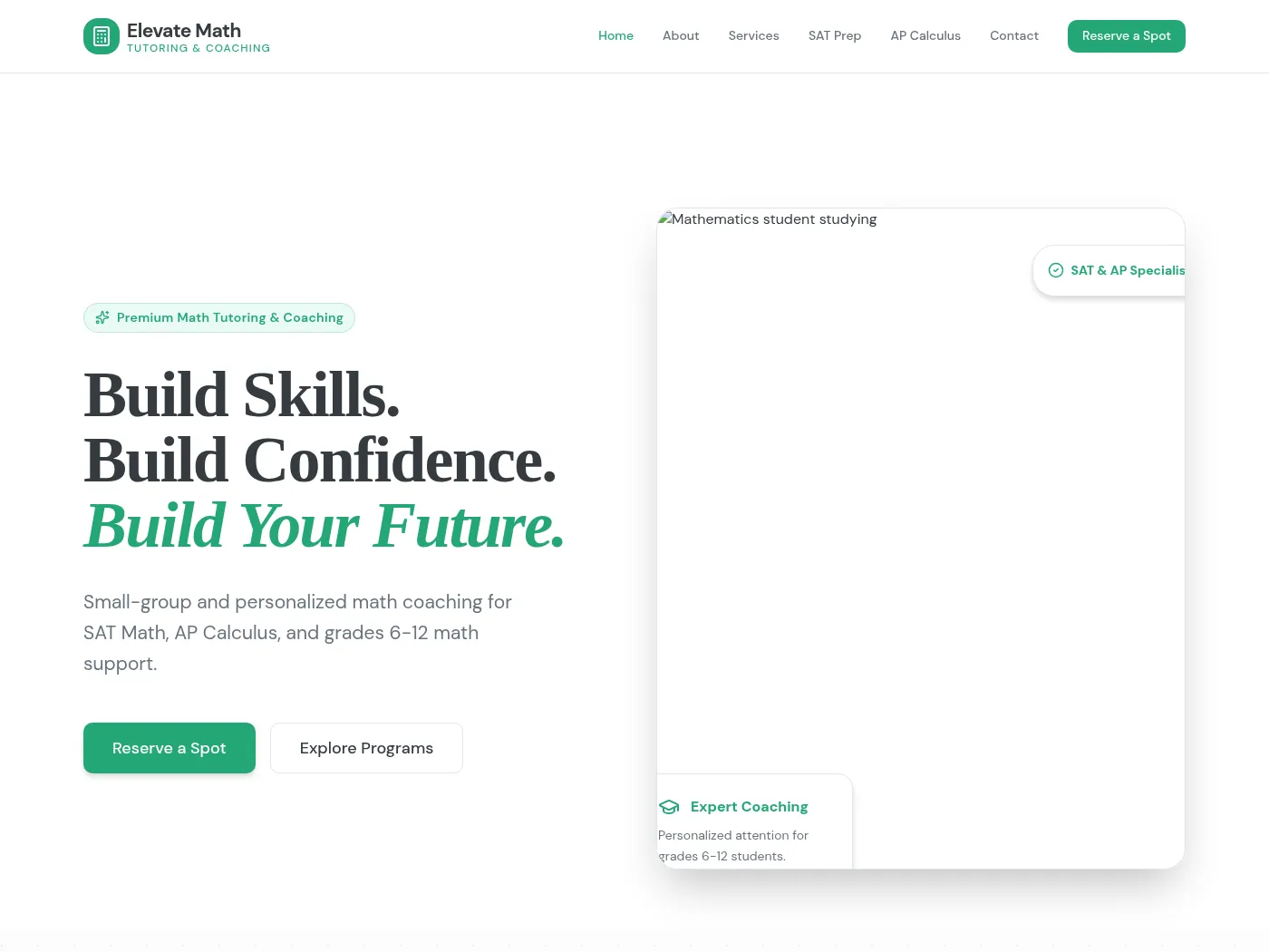 Elevate Math Prep Site