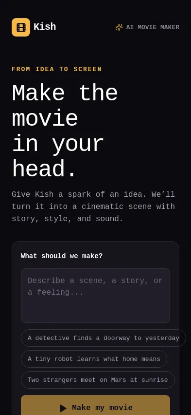 Kish AI Movie Maker