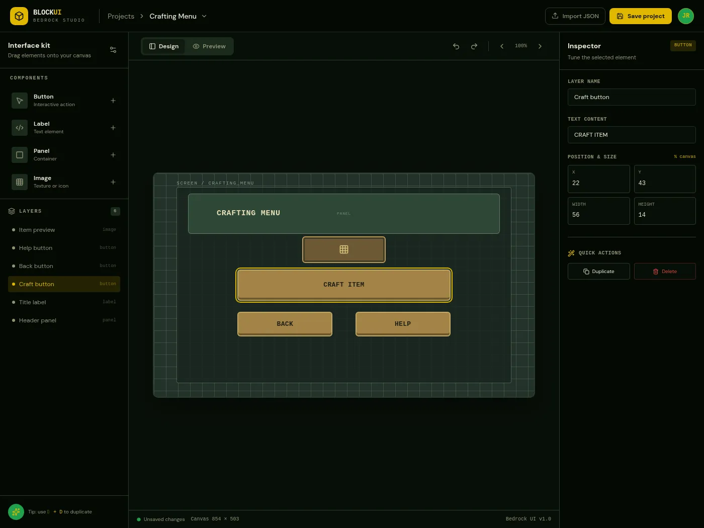 BlockUI Designer