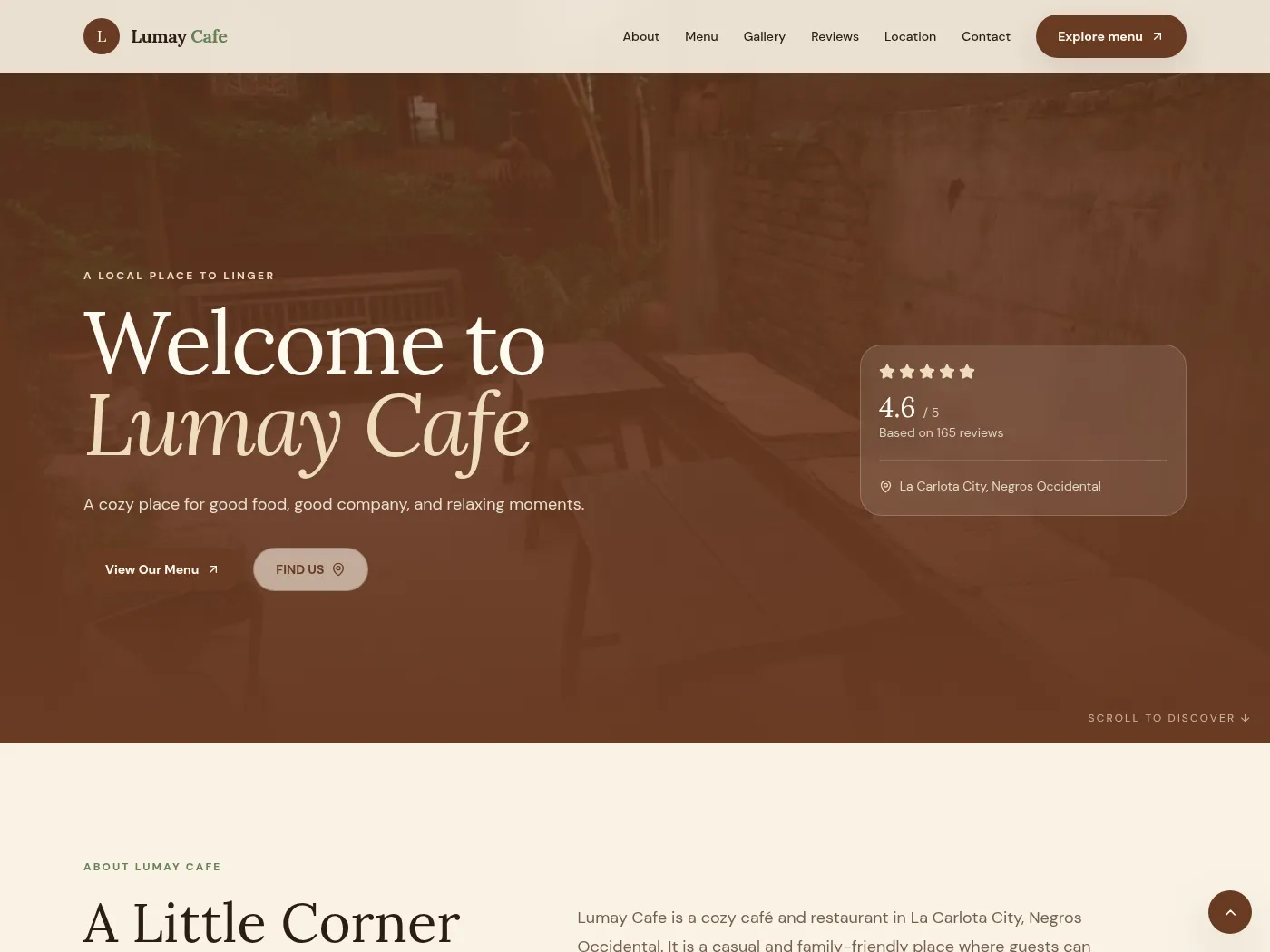 Lumay Cafe Website