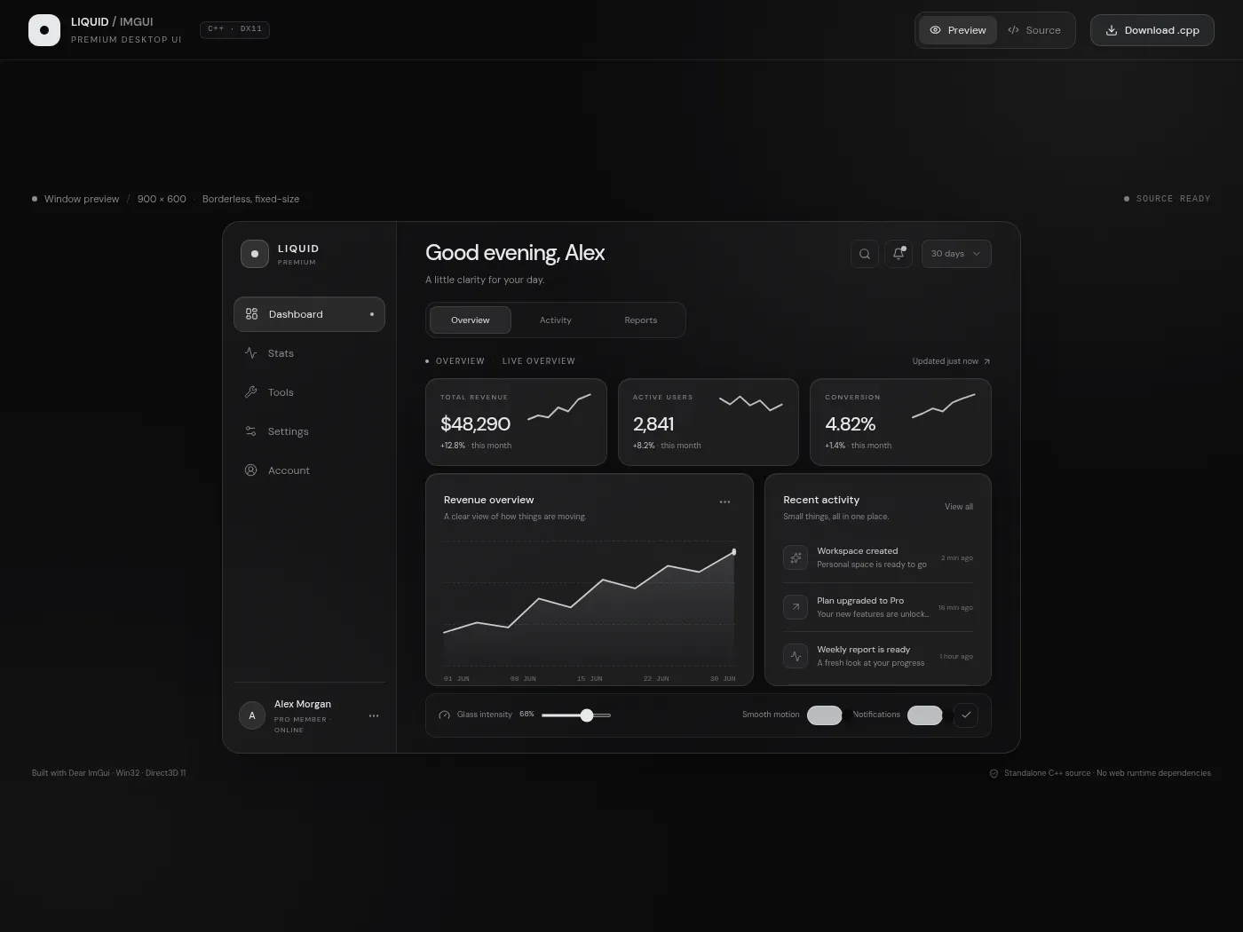 Liquid ImGui Dashboard