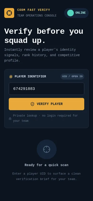 CODM Fast Verify