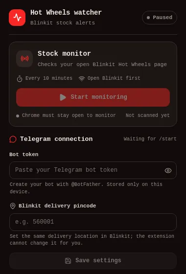 Hotwheels Stock Notifier