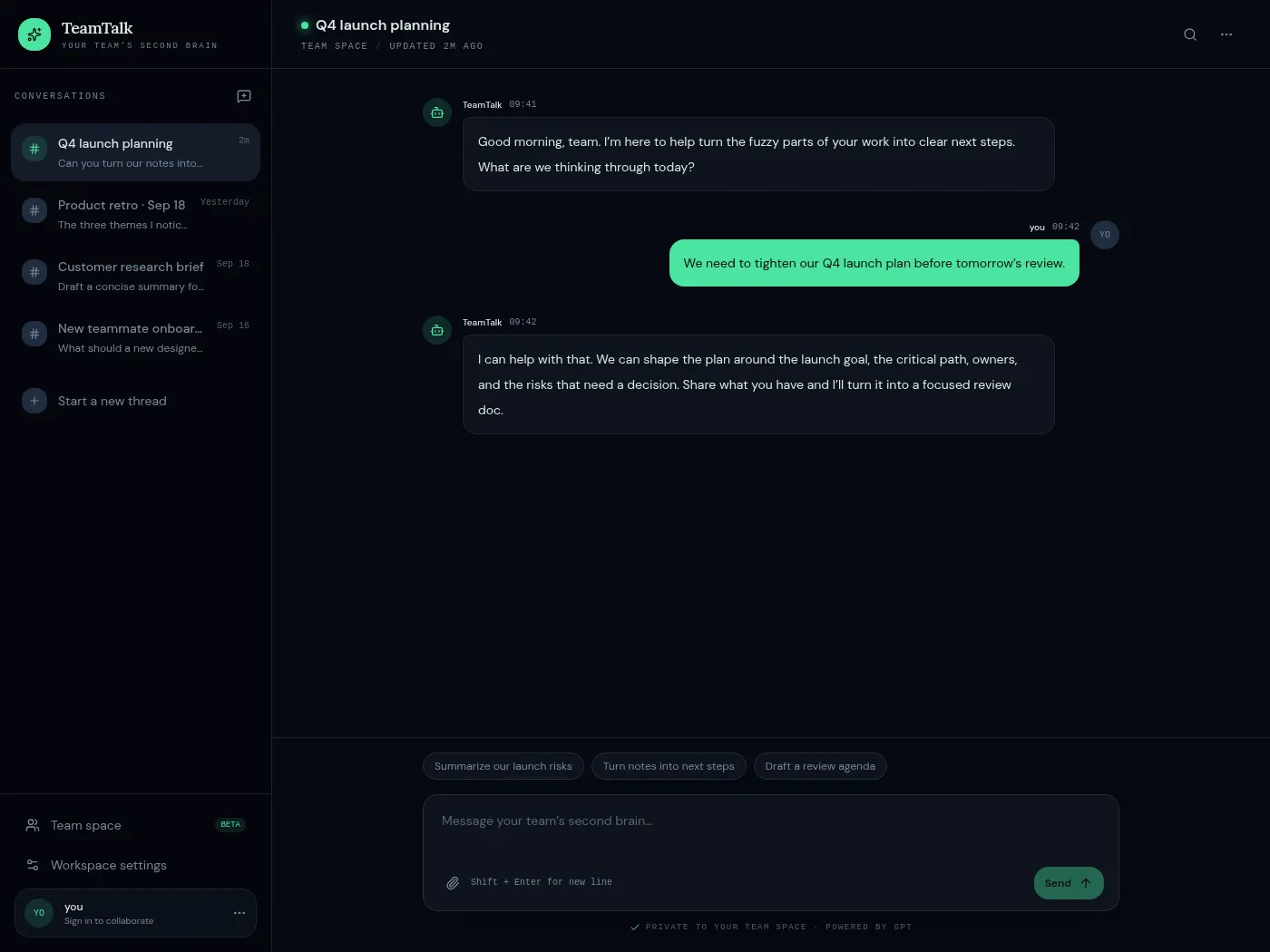 TeamTalk AI Chatbot