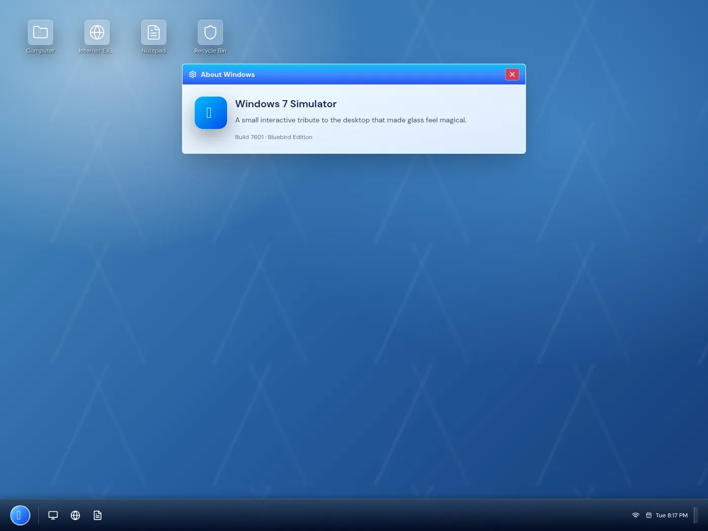 Win7 Web Simulator